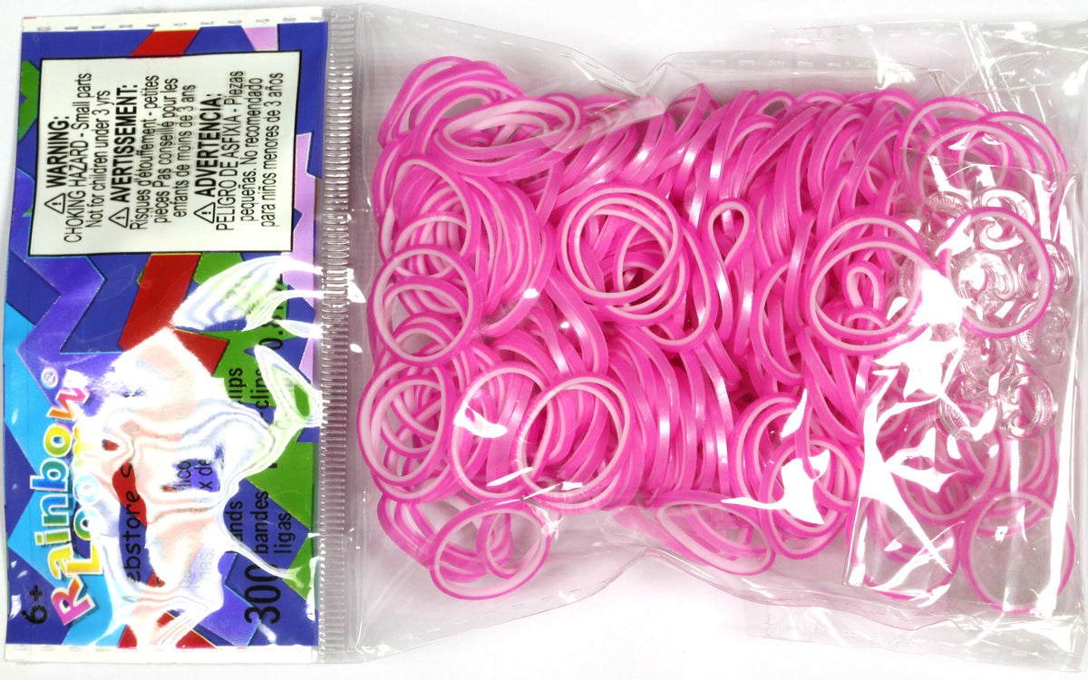 RL Band (Pearl 300) Neon Pink & White – Rainbow Loom USA Webstore